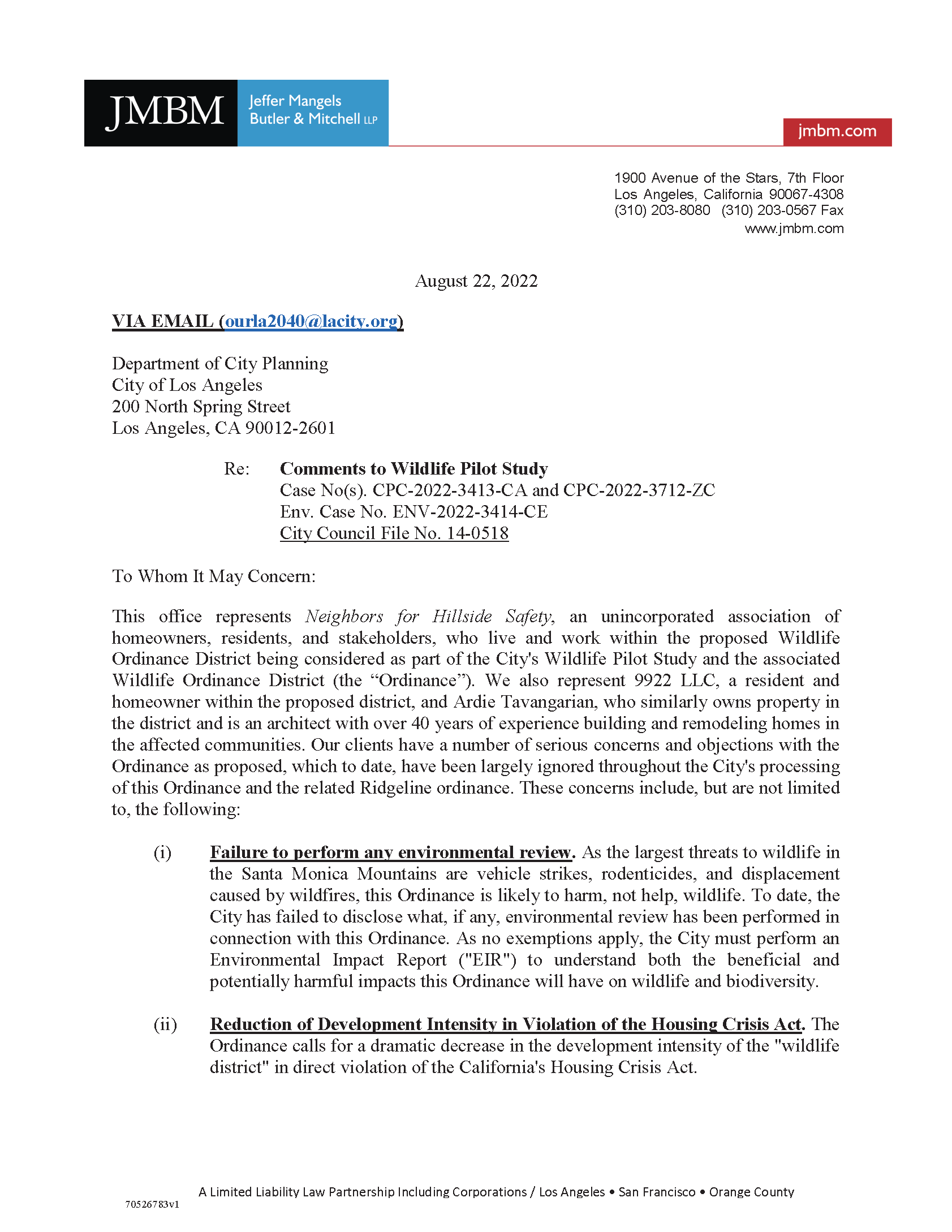 The Los Angeles City Draft Wildlife Ordinance—JMBM's Position ...