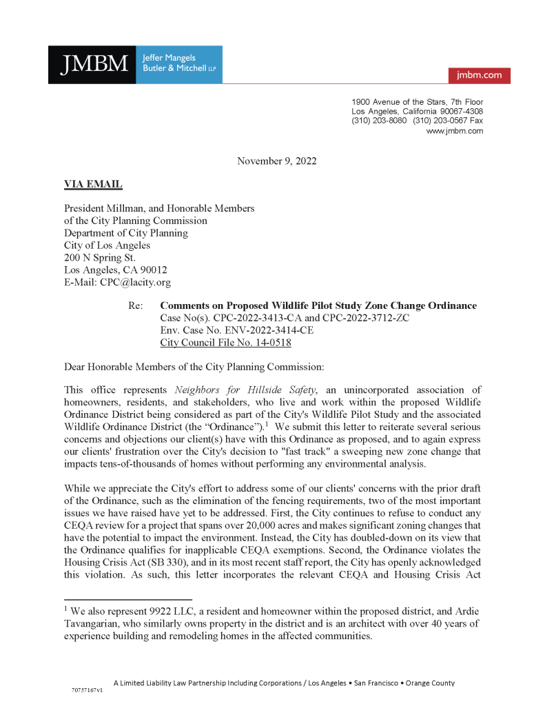 The Los Angeles City Draft Wildlife Ordinance—JMBM's Position ...